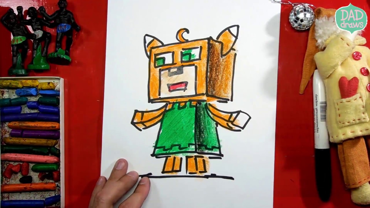 Fox Minecraft / How to draw a minecraft character art for kids - YouTube