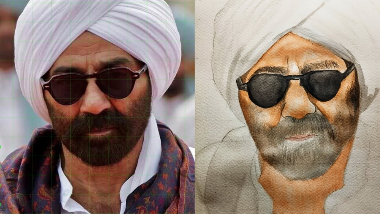 Jaat Sunny Deol Watercolor Drawing | Realistic Portrait Art - YouTube