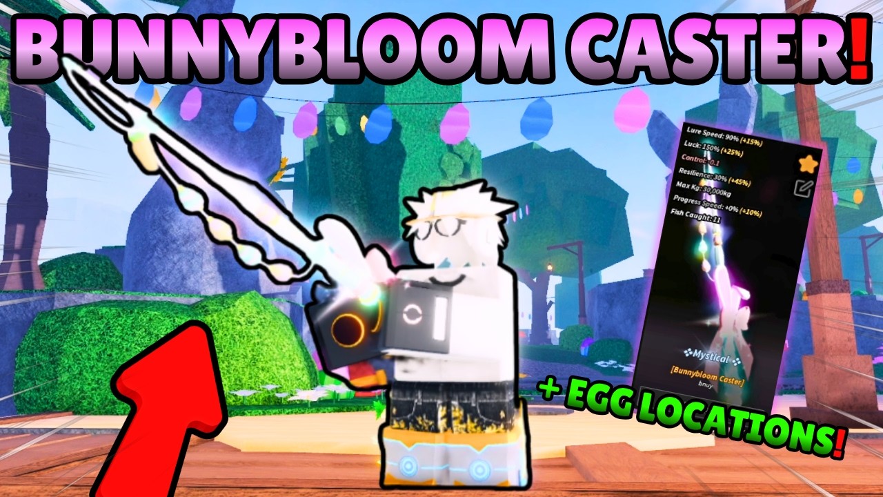 Obtaining BUNNYBLOOM CASTER Rod + ALL EGG LOCATIONS in Fisch Easter ...