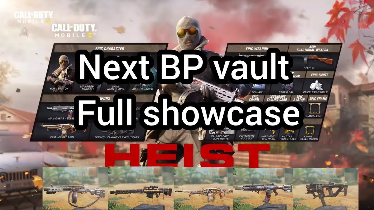 Codm Season 8 BP vault | season 1 heist BP Showcase |every single item ...