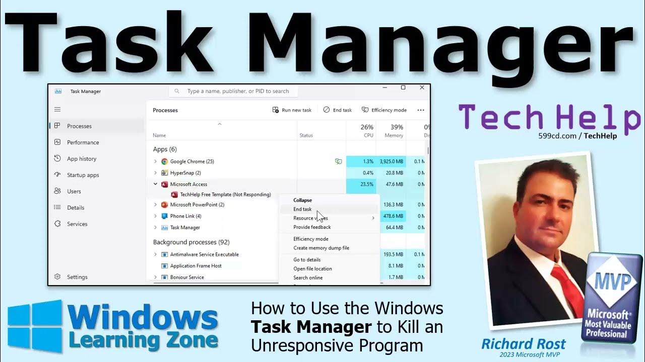 How to Use the Windows Task Manager to Kill an Unresponsive Program - YouTube