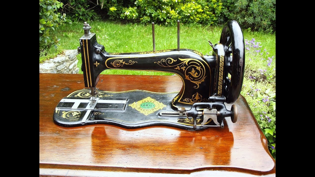 Jones Family treadle sewing machine - transverse shuttle - 1883 - YouTube