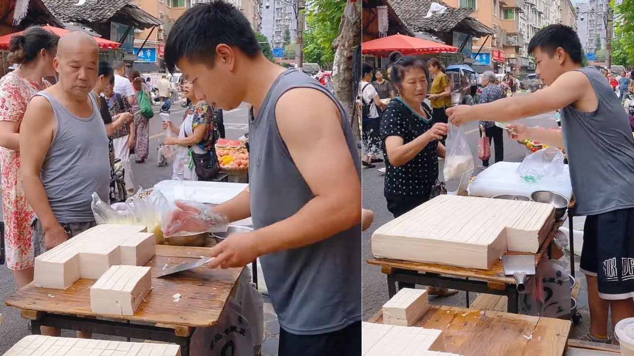 The stall sells tofu, freshly made and sold on August 20st. - YouTube