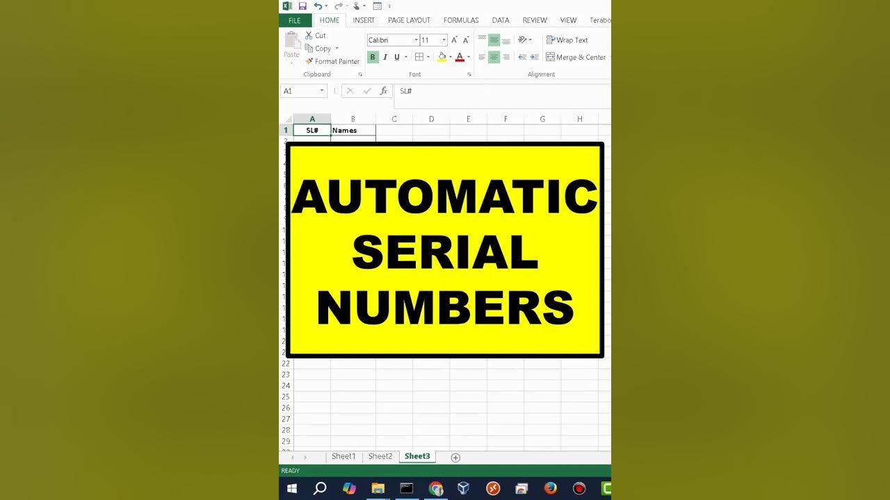 Automatic Serial Numbers in Excel #exceltips #exceltricks #trending #tech #computertricks - YouTube