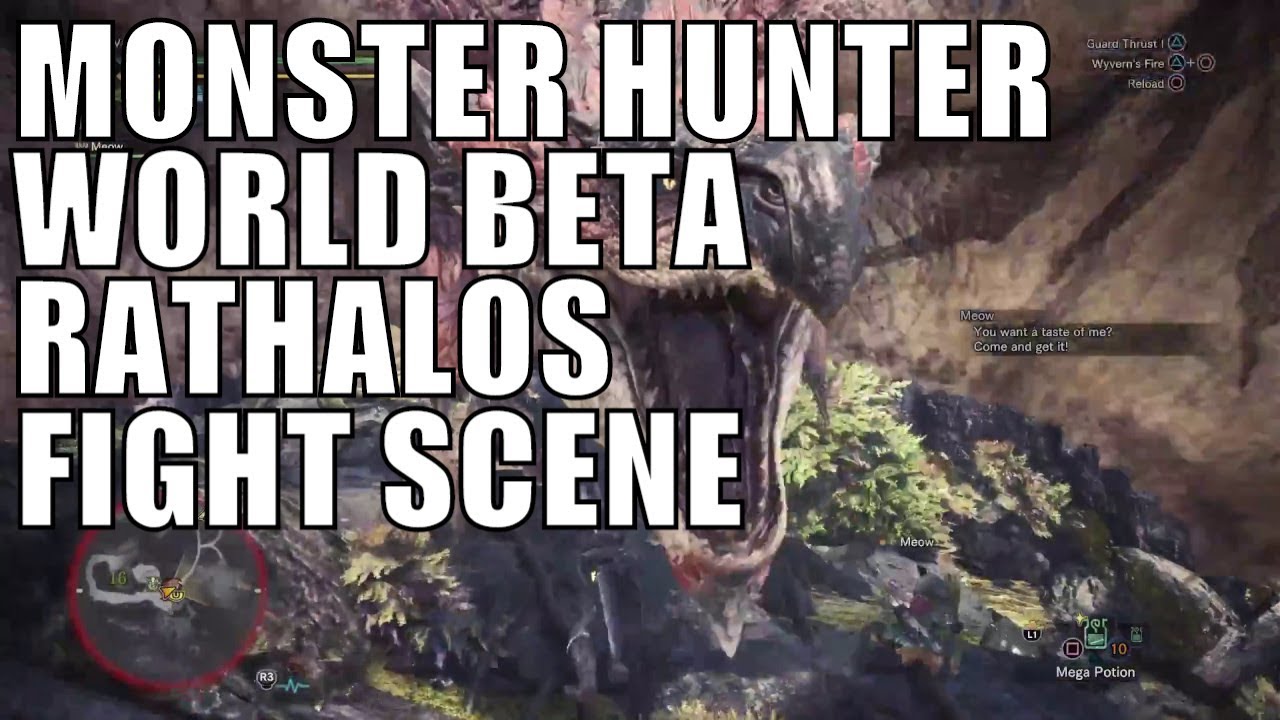 Monster Hunter World Beta - Rathalos Fight Scene | Rathalos Location ...