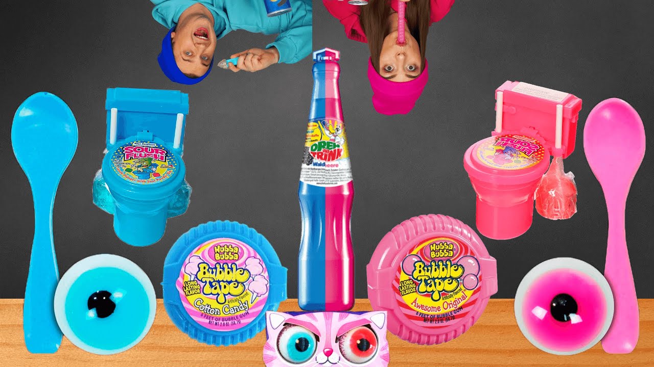 BLUE FOOD VS PINK FOOD Challenge 파란색 핑크색 음식 챌린지 Mukbang by Fun Food ...