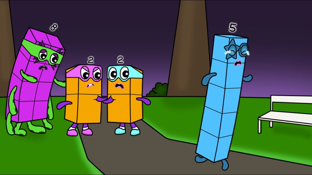 Numberblocks 5 ran away when the terrible 2s was fighting ...