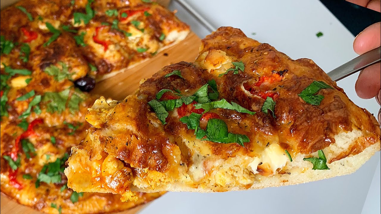 Tourte farcie au poulet mariné/ pizza couverte/ 2 en 1 tourte façon pizza فطيرة بذوق البيتزا ...