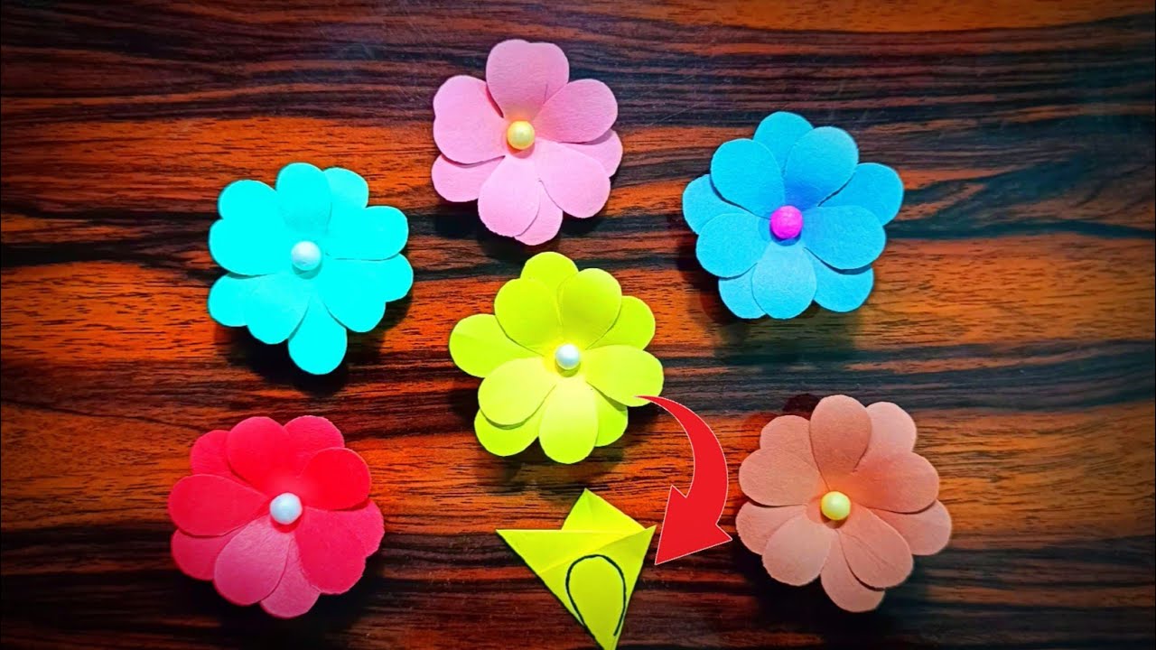 Easy Paper Flower Making Craft 🌼 | DIY Paper Flower Making 🌺 | How To ...