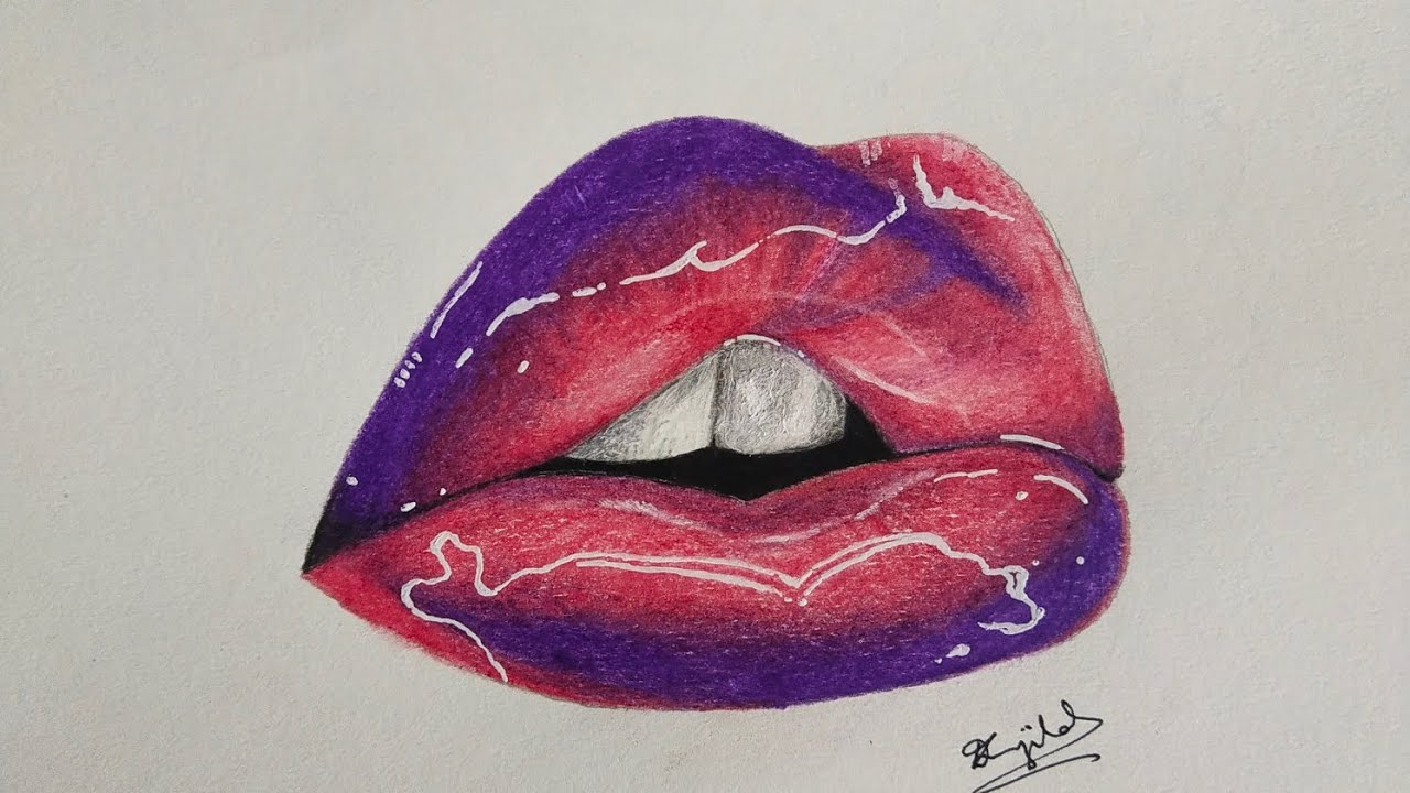 How To Draw Realistic Lips Using Colour pencils |Draw With Me ...