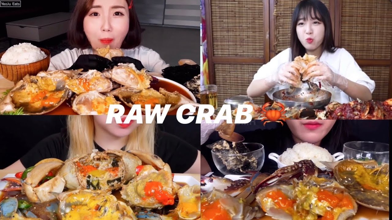 #5 | Mukbanger and their RAW CRAB 🦀 | MUKBANG COMPILATION | EATING SHOW ...
