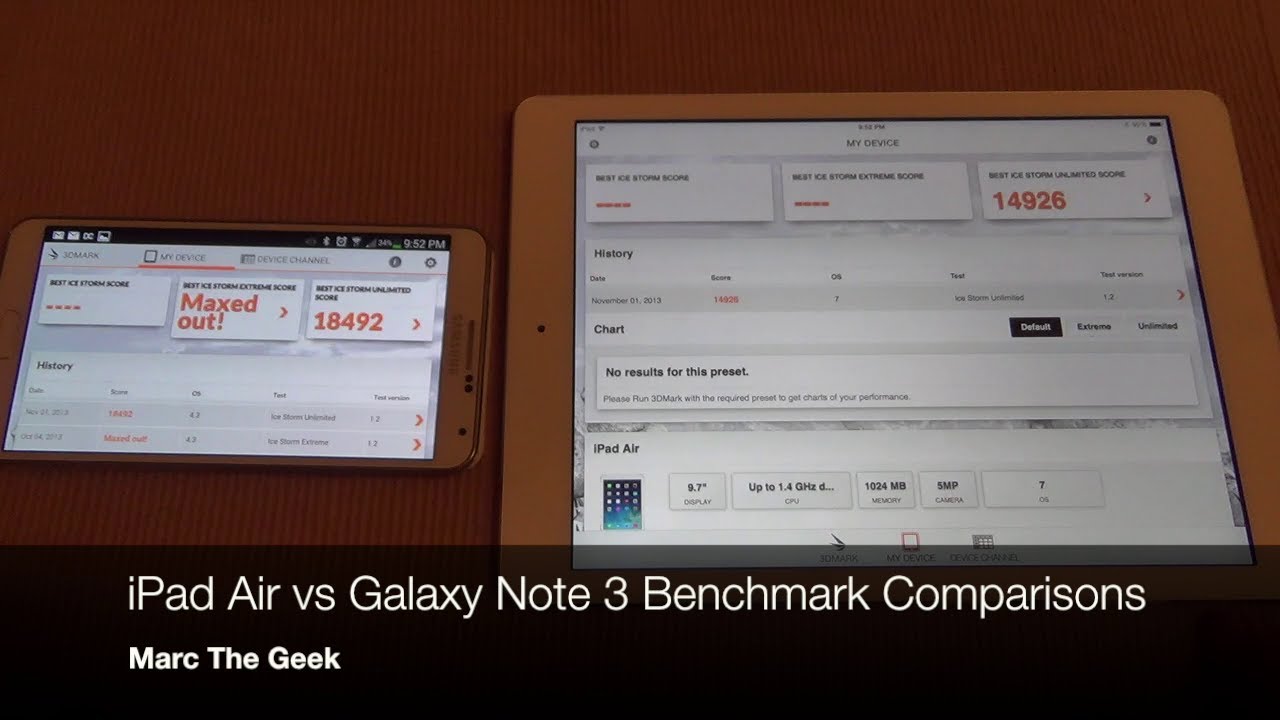 iPad Air vs Galaxy Note 3 Benchmark Comparison - YouTube