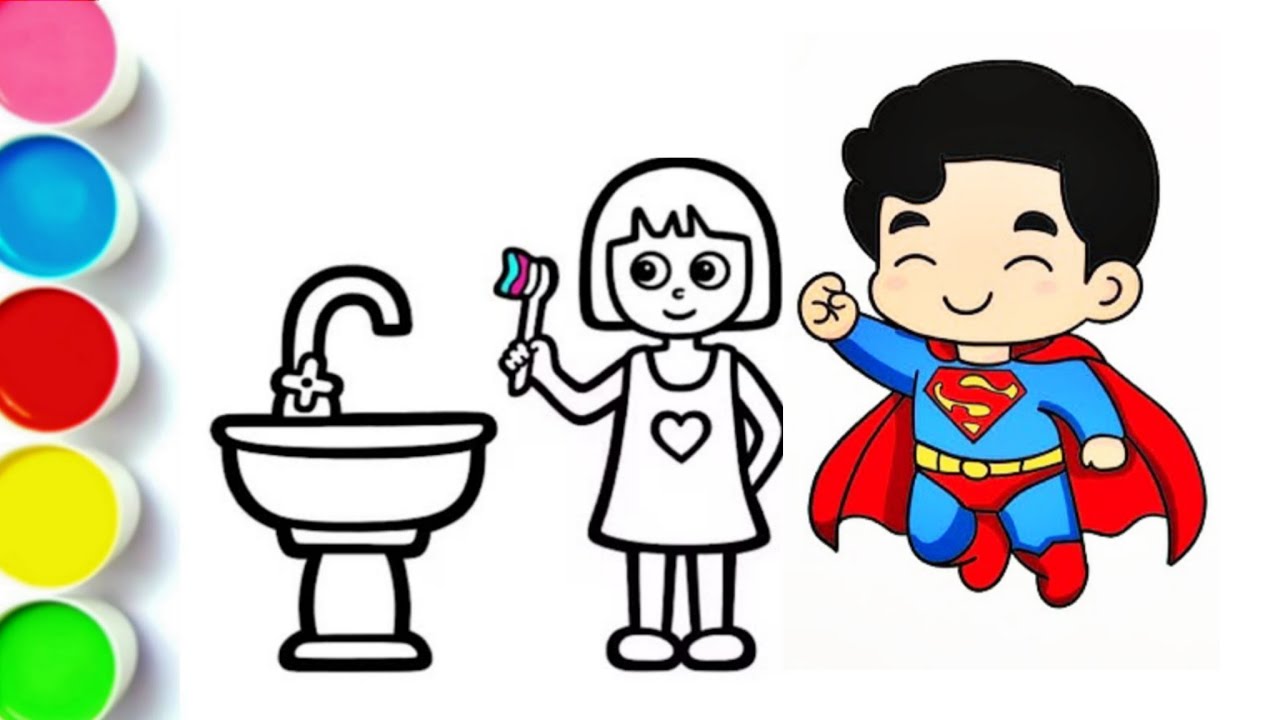 🦸‍♂️ Superhero Helps Girl Brush Teeth | Fun Coloring for Kids 🎨 - YouTube