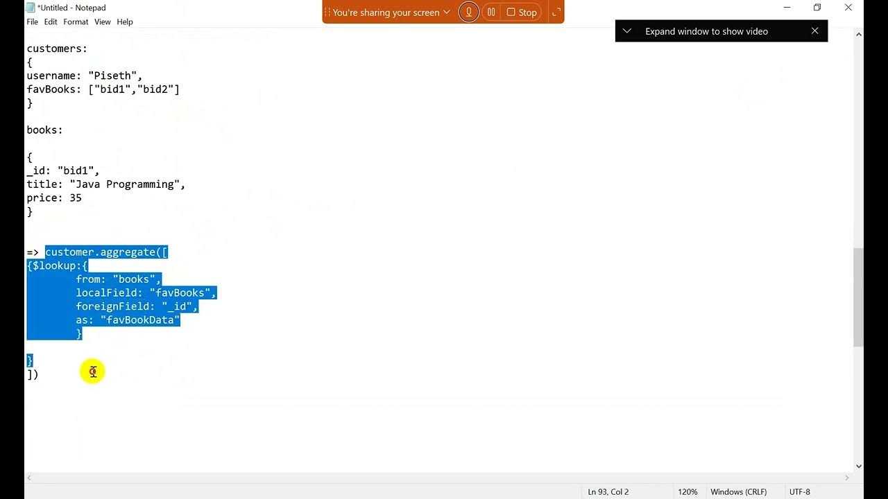 MongoDB: 14. Using lookup - YouTube