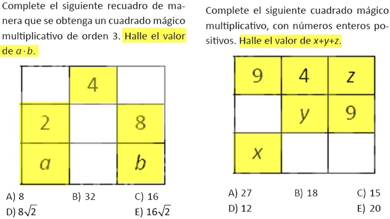 CUADRADOS MAGICOS EJERCICIOS RESUELTOS DE RAZONAMIENTO MATEMÁTICO ...