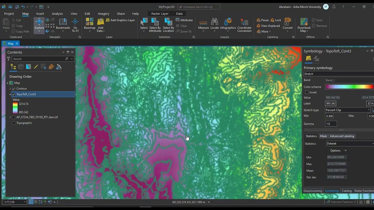 How to convert from contour map to DEM in ArcGIS | Topo to raster tool - YouTube