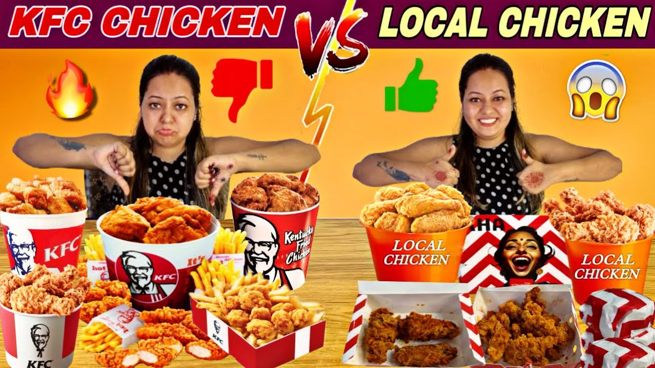 KFC FRIED CHICKEN Vs LOCAL FRIED CHICKEN😱KFC Vs LOCAL BRAND FOOD ...