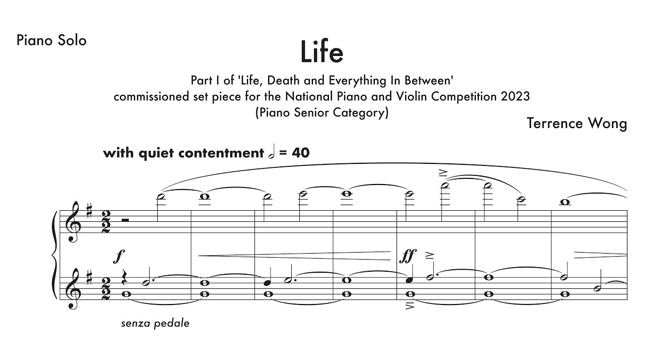 [Score] Terrence Wong - Life (2023) for solo piano - YouTube