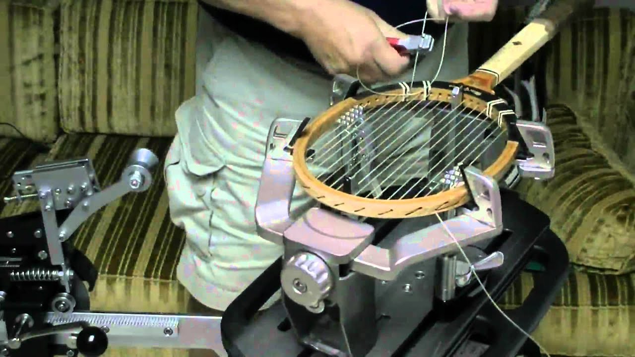 Stringing a wood racket Step 3 of 6 - Completing mains - YouTube