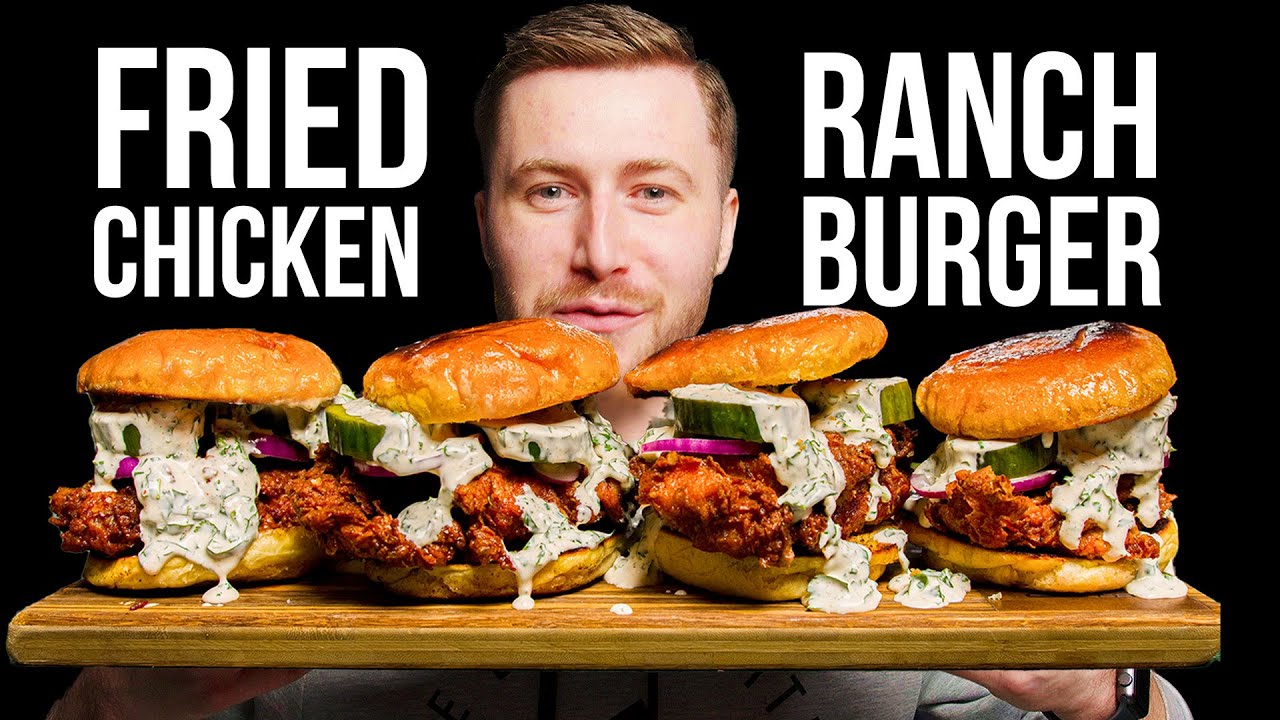 FRIED CHICKEN RANCH BURGER - YouTube