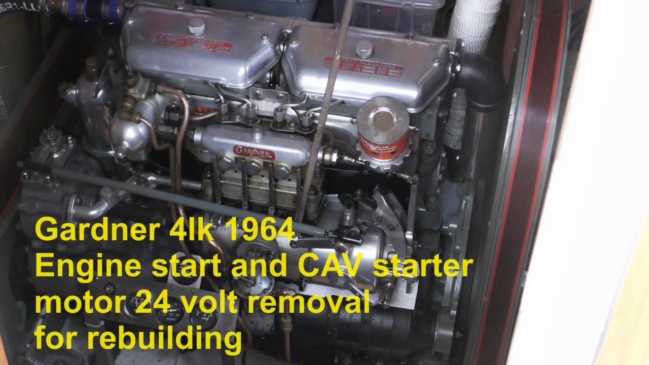 Gardner 4LK 1964 Engine start & CAV starter motor 24 volt removal for ...