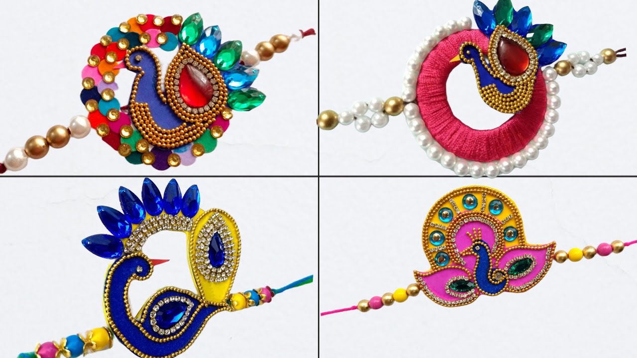 4 Best DIY Peacock Rakhi making at home//How to make rakhi at home ...