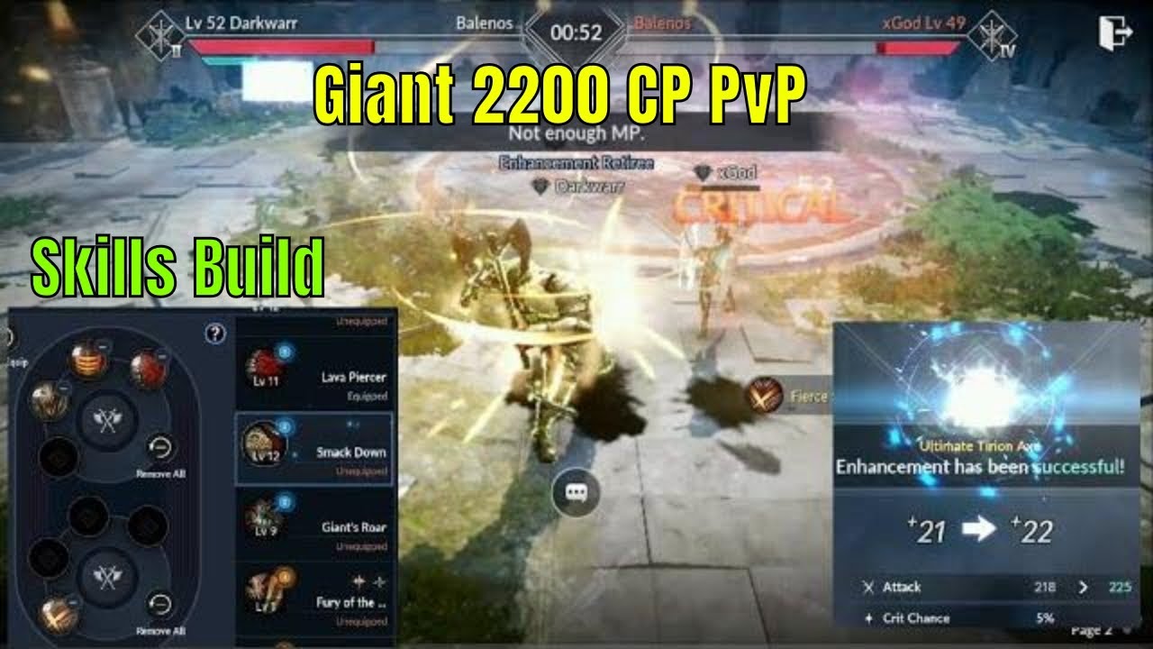 Black Desert Mobile: PvP Giant 2200 CP & Skills Build - YouTube