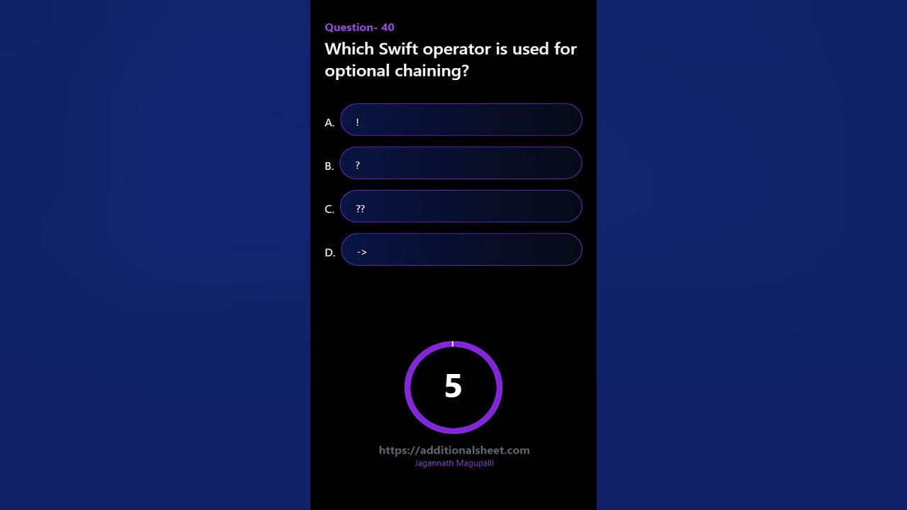 Which Swift operator is used for optional chaining - YouTube
