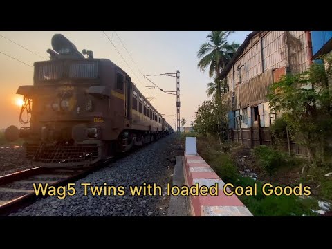 Wag5 twins with heavy loaded coal good|crossed undi|BVRM Outer|Railroad crossing|Moving to BVRM ...
