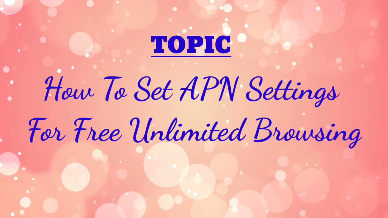 How To Set Free Browsing APN Settings - YouTube
