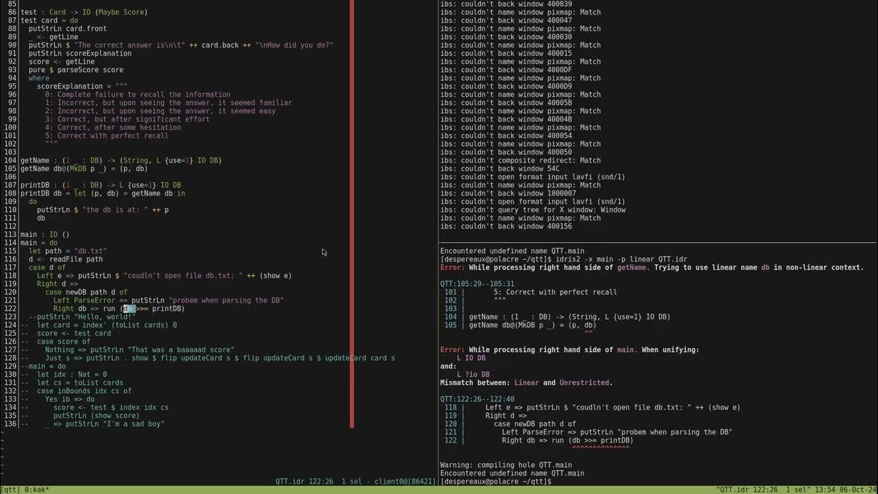 4 - QTT/Idris: Linear Types, and Fighting Idris Error Messages (Part 10/10) - YouTube