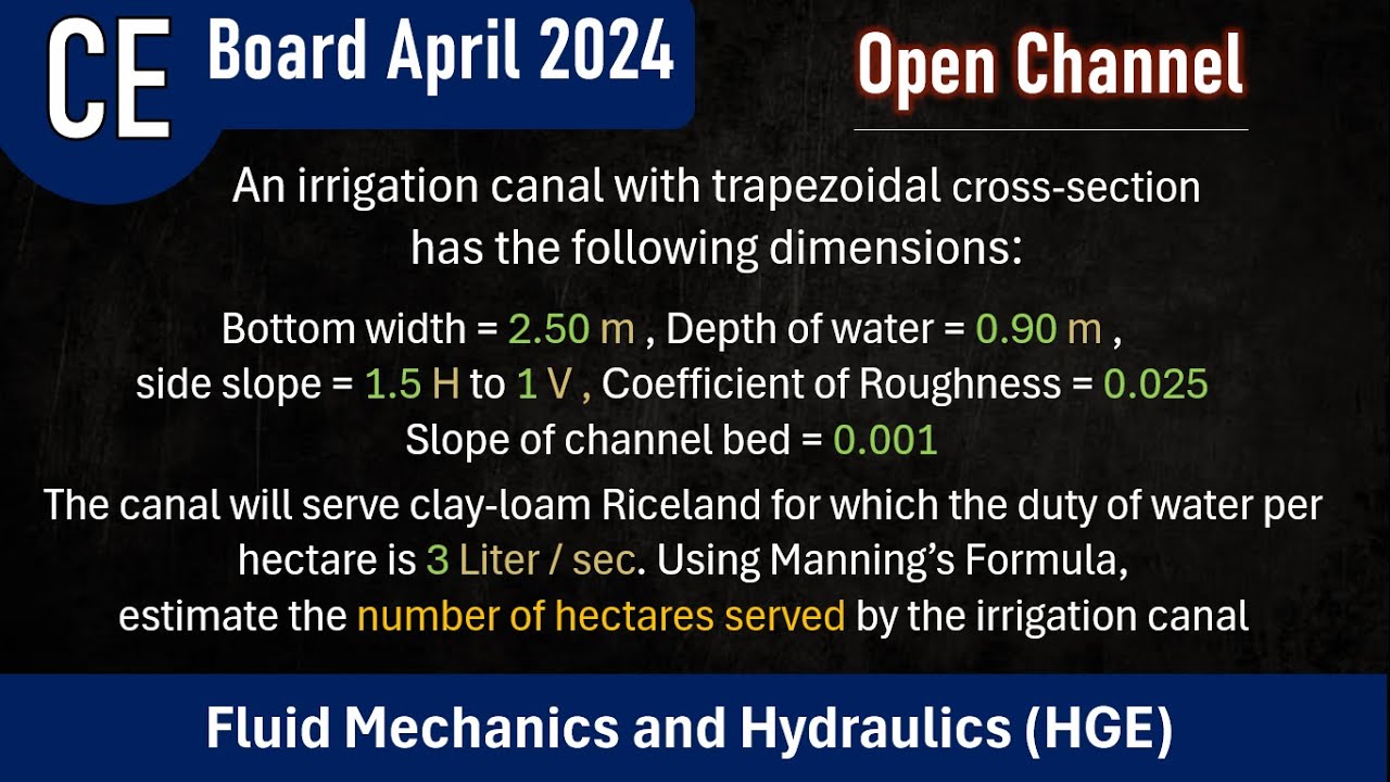 CE Past Board Problems in HGE 69 (Open Channels) - CE April 2024 - YouTube