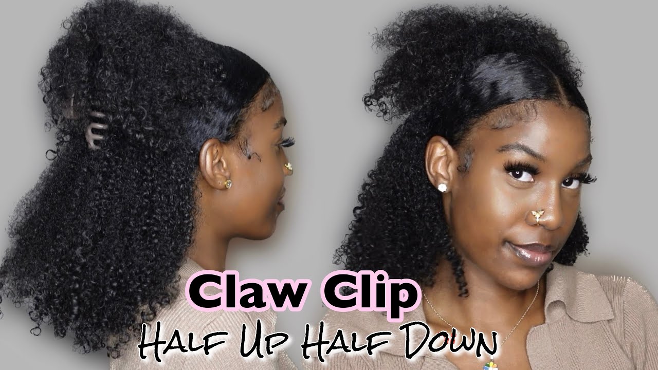 CLAW CLIP HALF UP HALF DOWN HAIRSTYLE On Natural Hair YouTube