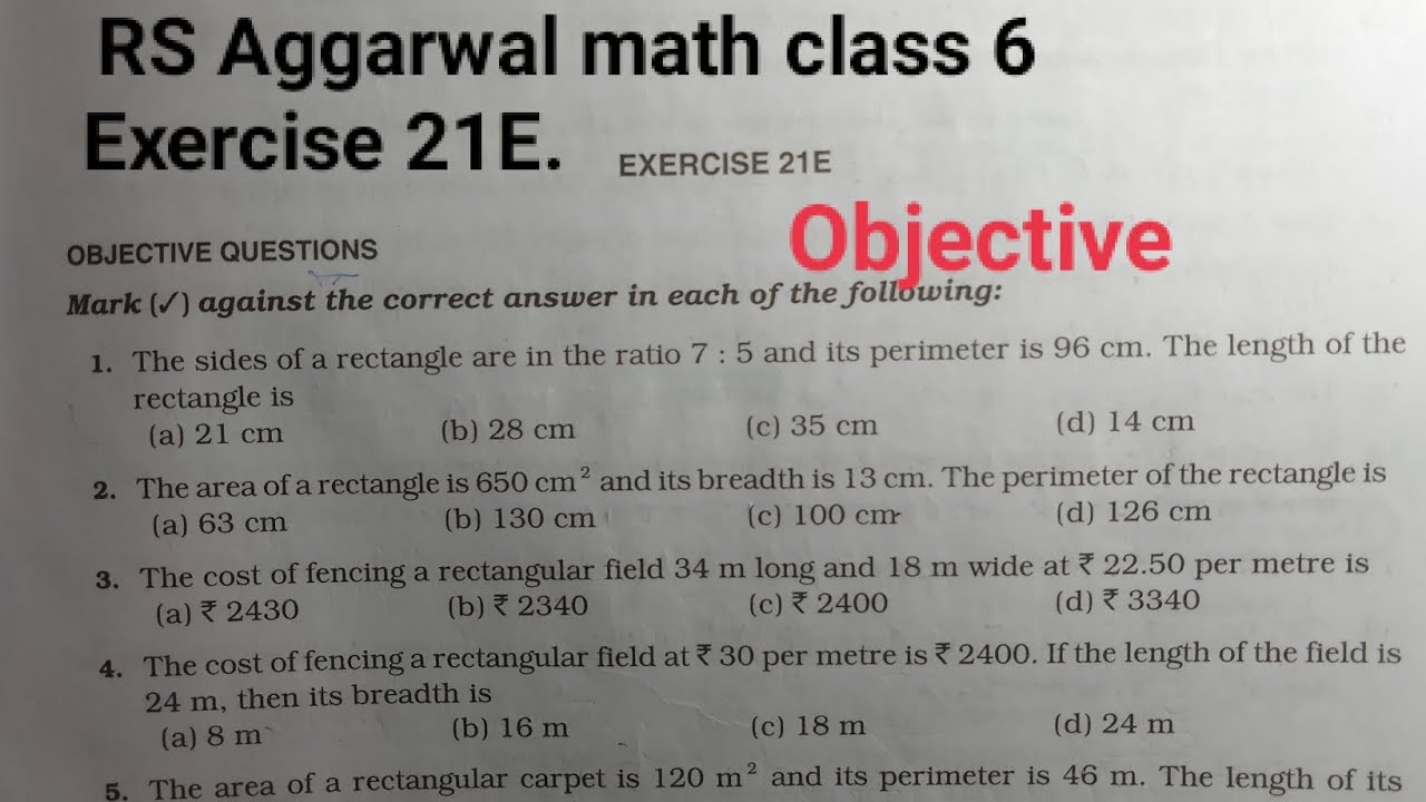 RS Aggarwal math class 6 exercise 21E solutions ।। Class 6 chapter 21E ...