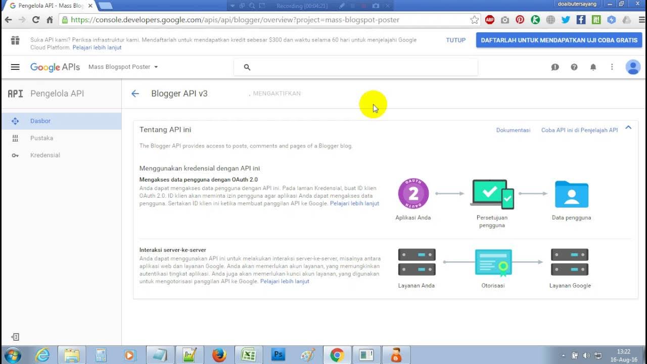 Cara Membuat Blogger API Key v3 - YouTube