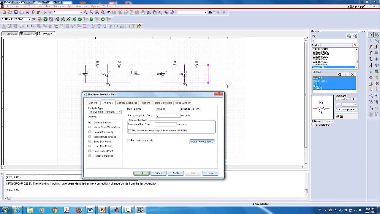 Introduction to Thevenin Theorem - PSPICE Simulation for Example 1 - YouTube
