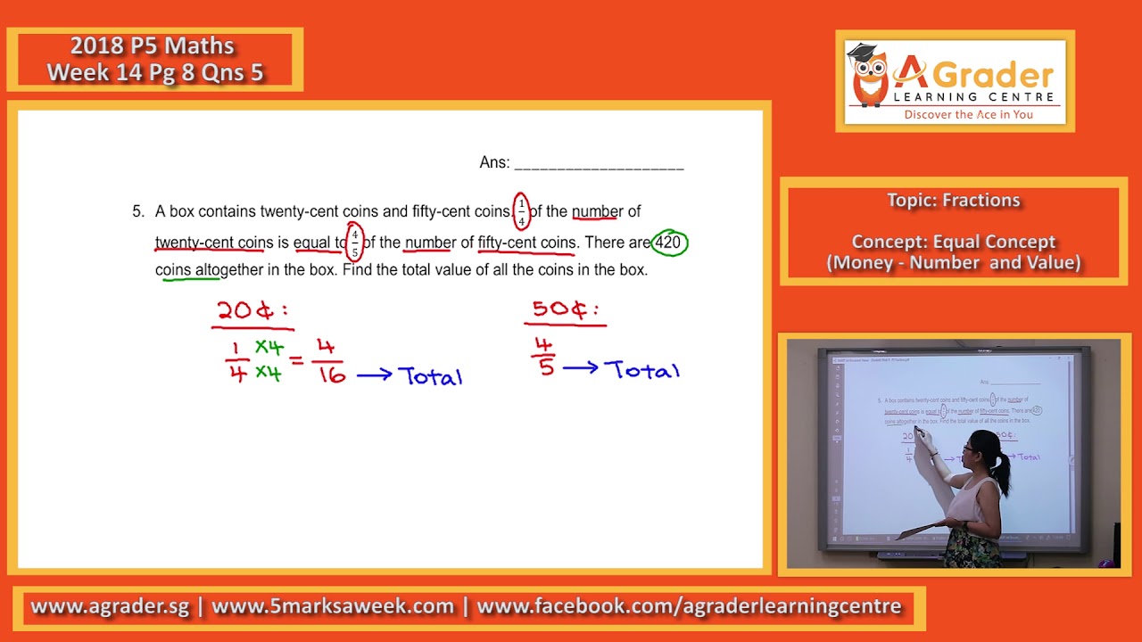 2018 - P5 Maths - Week 14 - Topic - Fractions (Equal Concept (Money ...