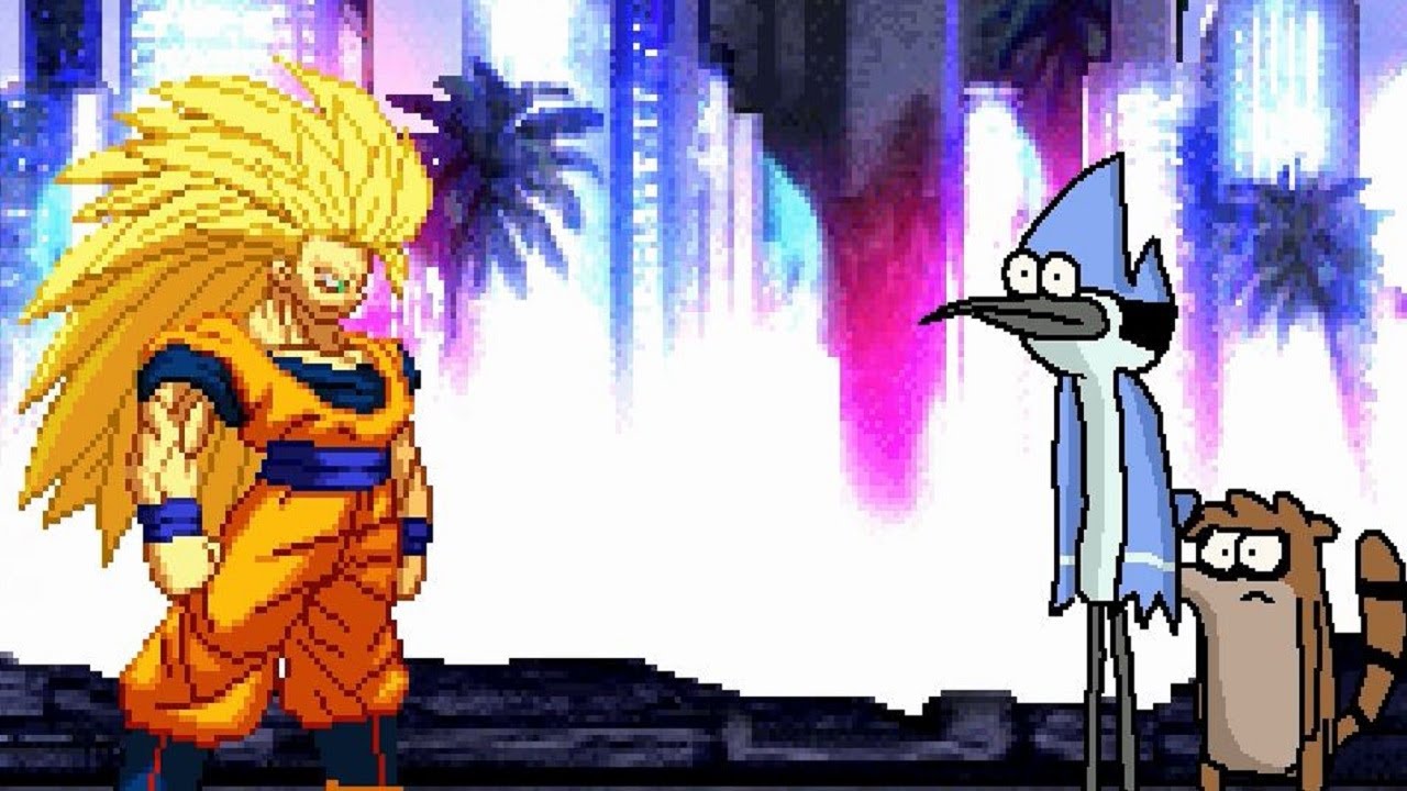 SSJ3 Goku vs Mordecai and Rigby HD 60fps - YouTube