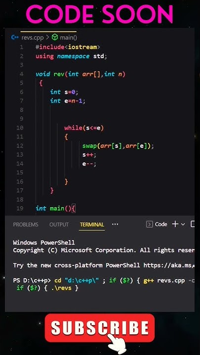 Reverse array element in c++ || #codesoon ||#coding - YouTube