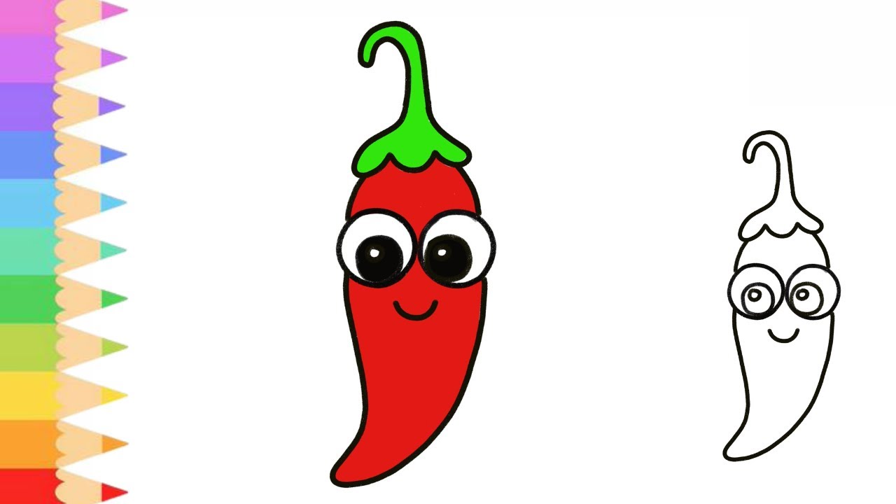 How to Draw a Cute Easy Red Chilli for Kids Step by Step tutorial - YouTube