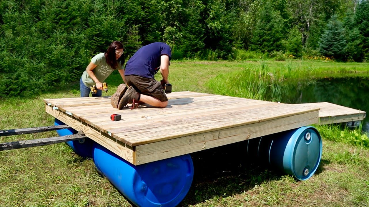 Building a DIY FLOATING DOCK at our OFF-GRID PROPERTY (PART 2) & FIXING ...