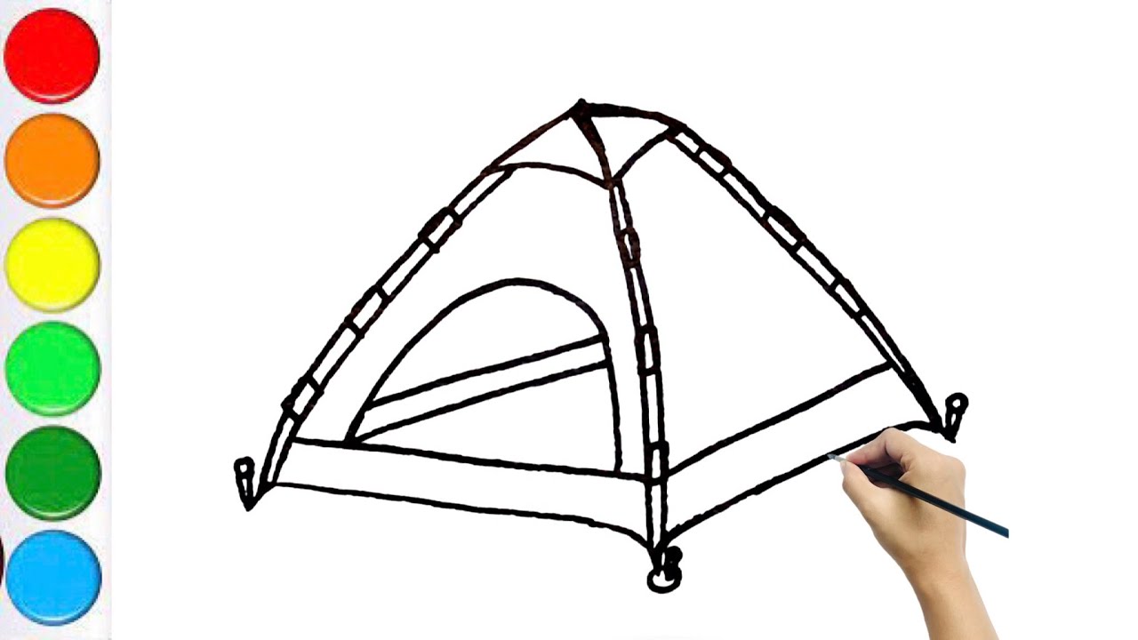 How to draw a TENT for kids || Easy steps drawing || Tent drawing for ...
