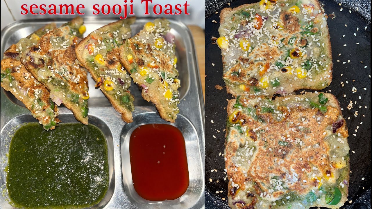 Sesame Sooji Toast| suji toast | Healthy breakfast | semolina toast ...