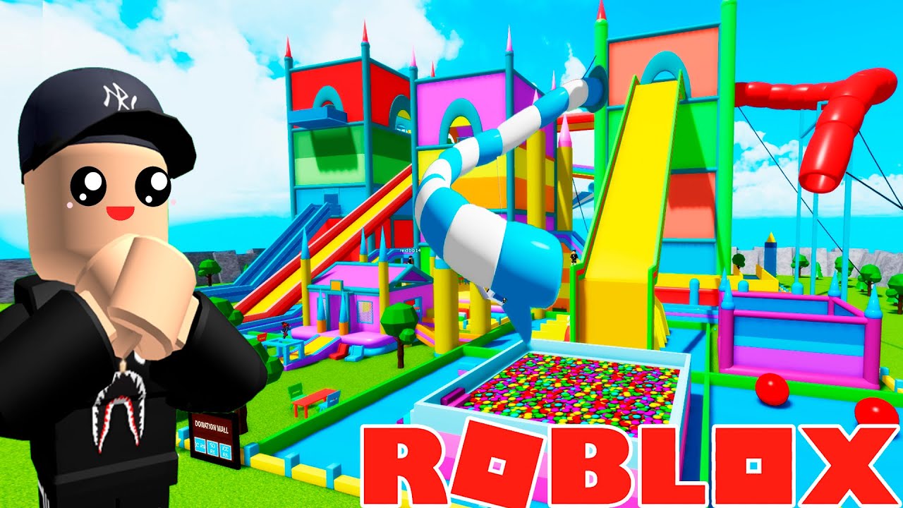 Vamos a los Toboganes Grandes 🌈🤩 Parque de Diversiones Inflable Roblox ...