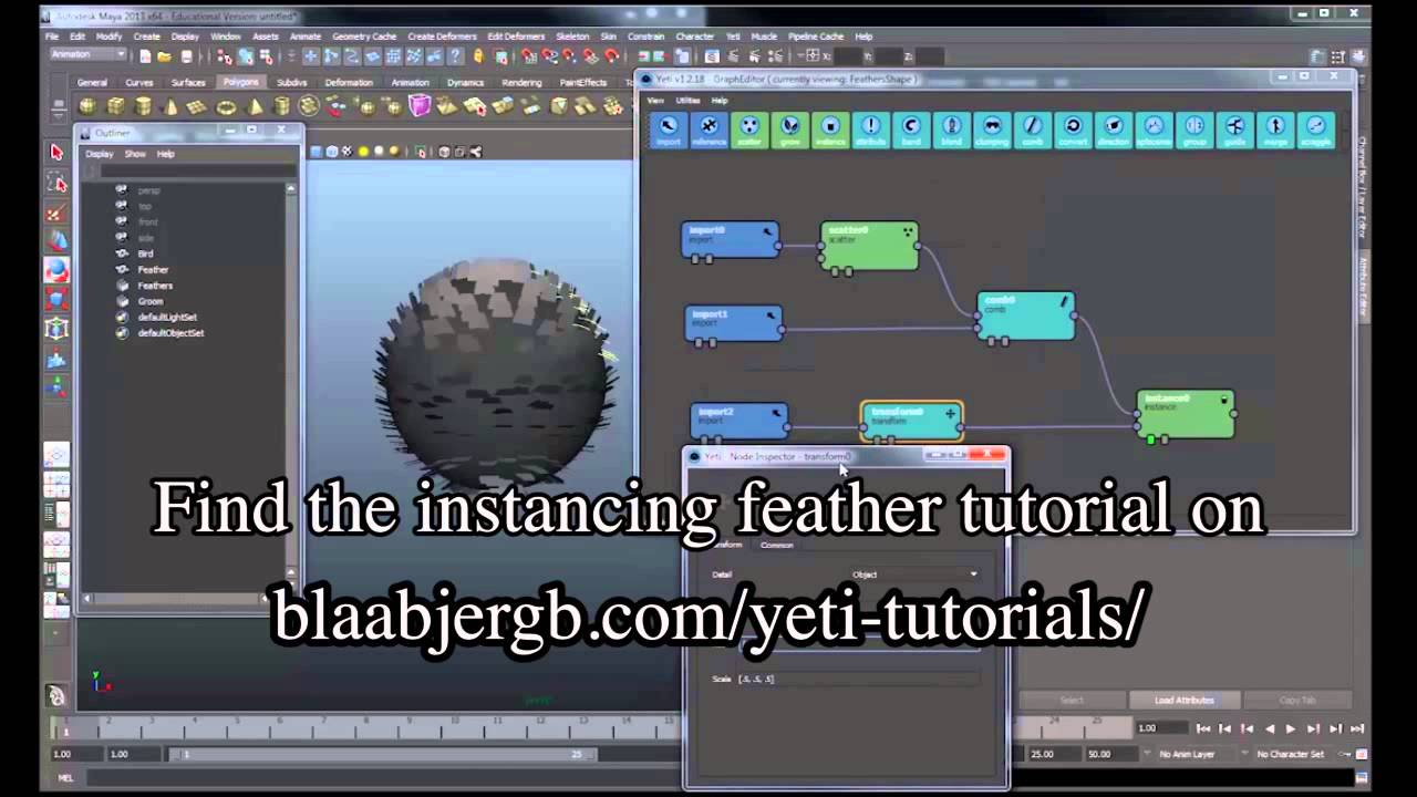 Feathers and instancing with Yeti - YouTube