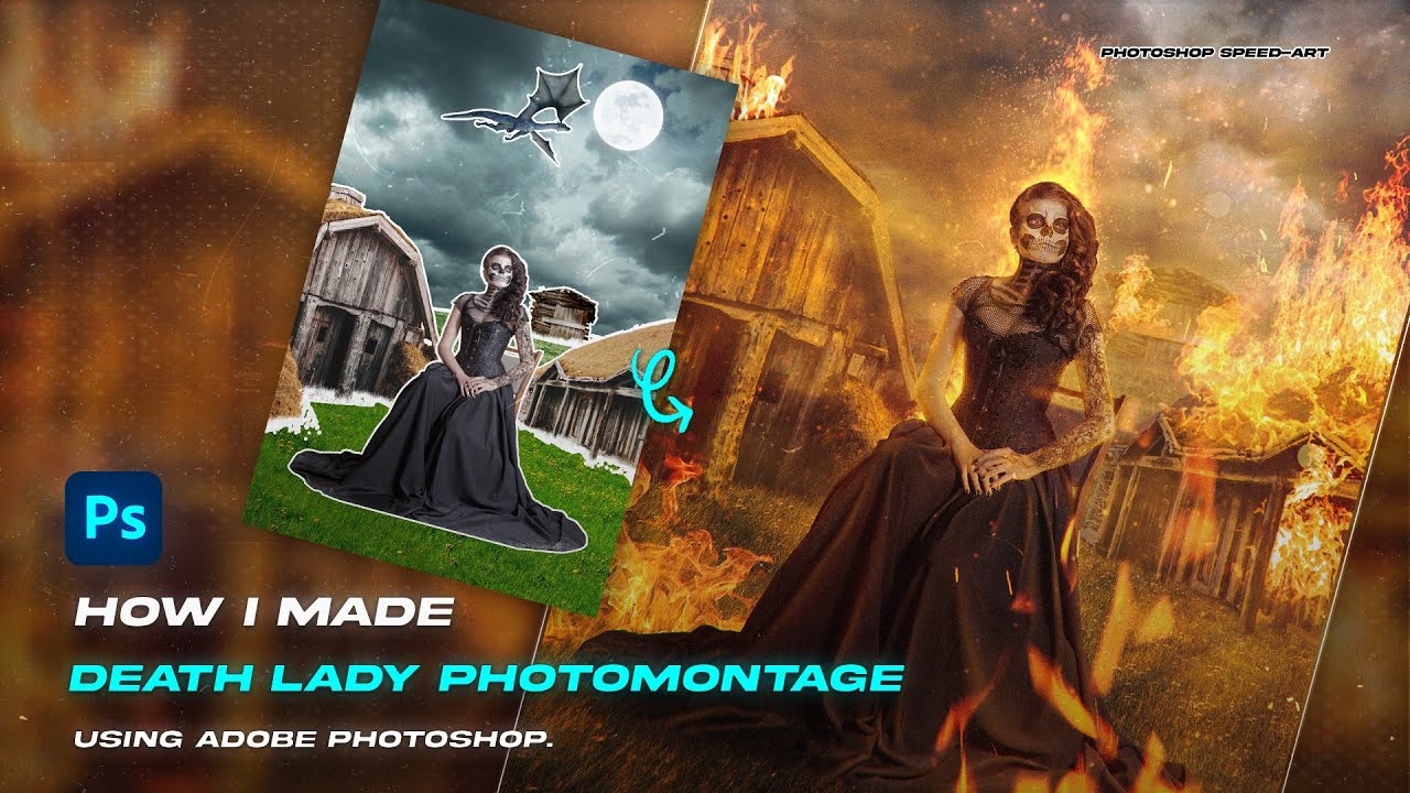How I made Death Lady photomontage | Photoshop speed-art - YouTube