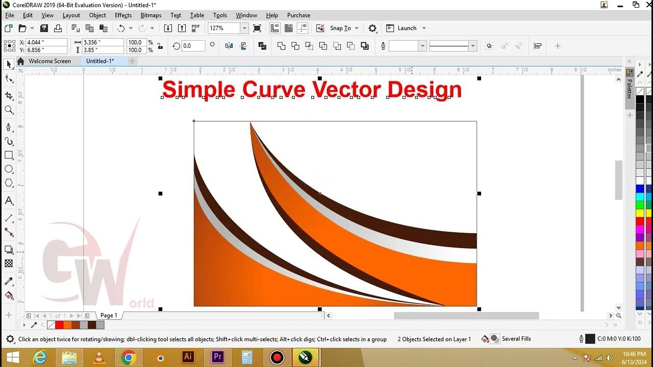 Simple Curve Design Vector in Coreldraw | Coreldraw Tutorials - YouTube
