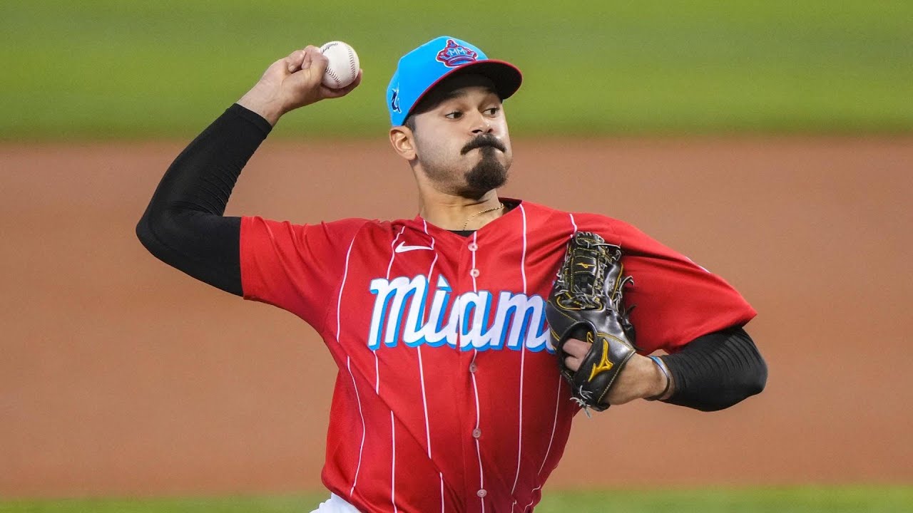 Marlins pitcher Pablo Lopez starts the game with nine straight ...