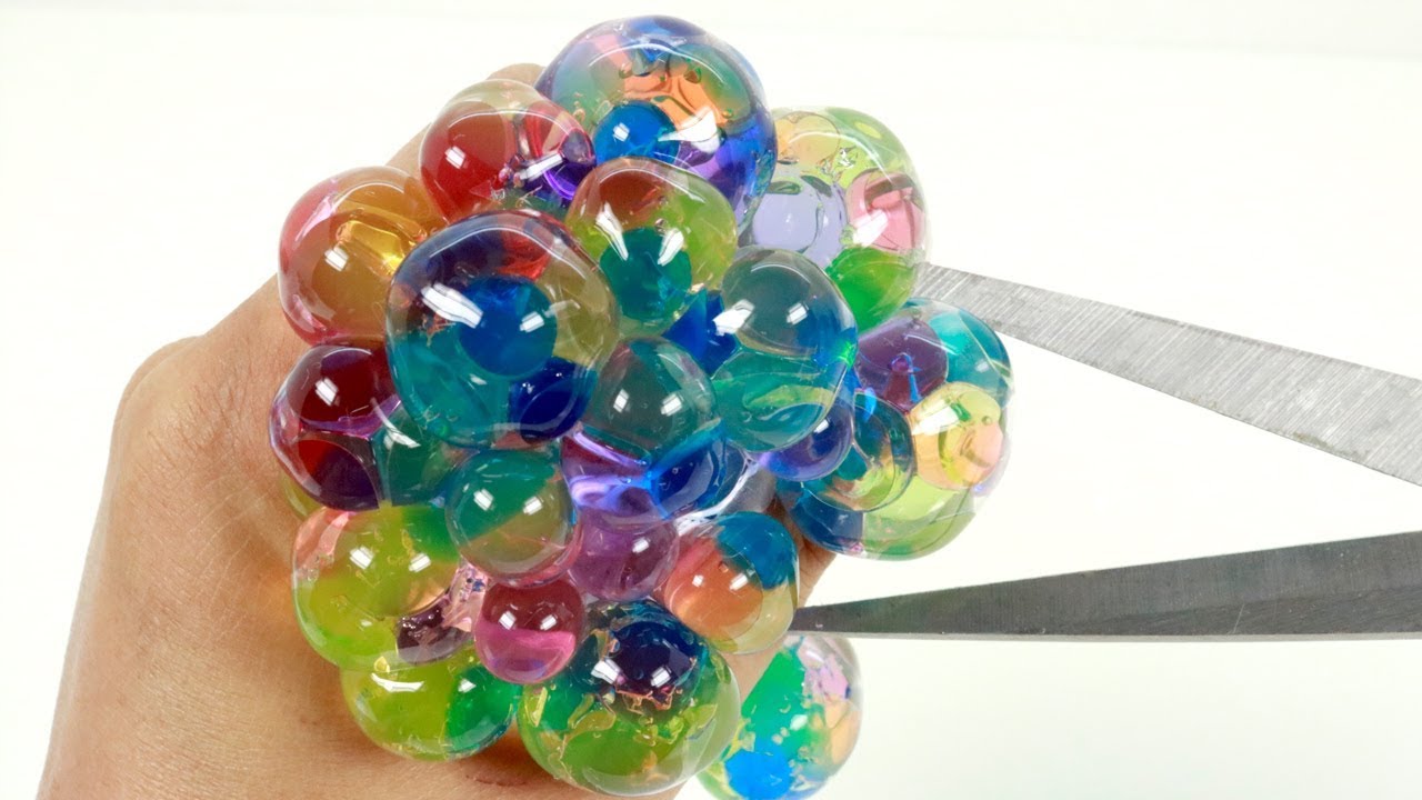 Learn Colors Squishy Ball vs Cutting Open Stress Ball Orbeez Slime Most ...