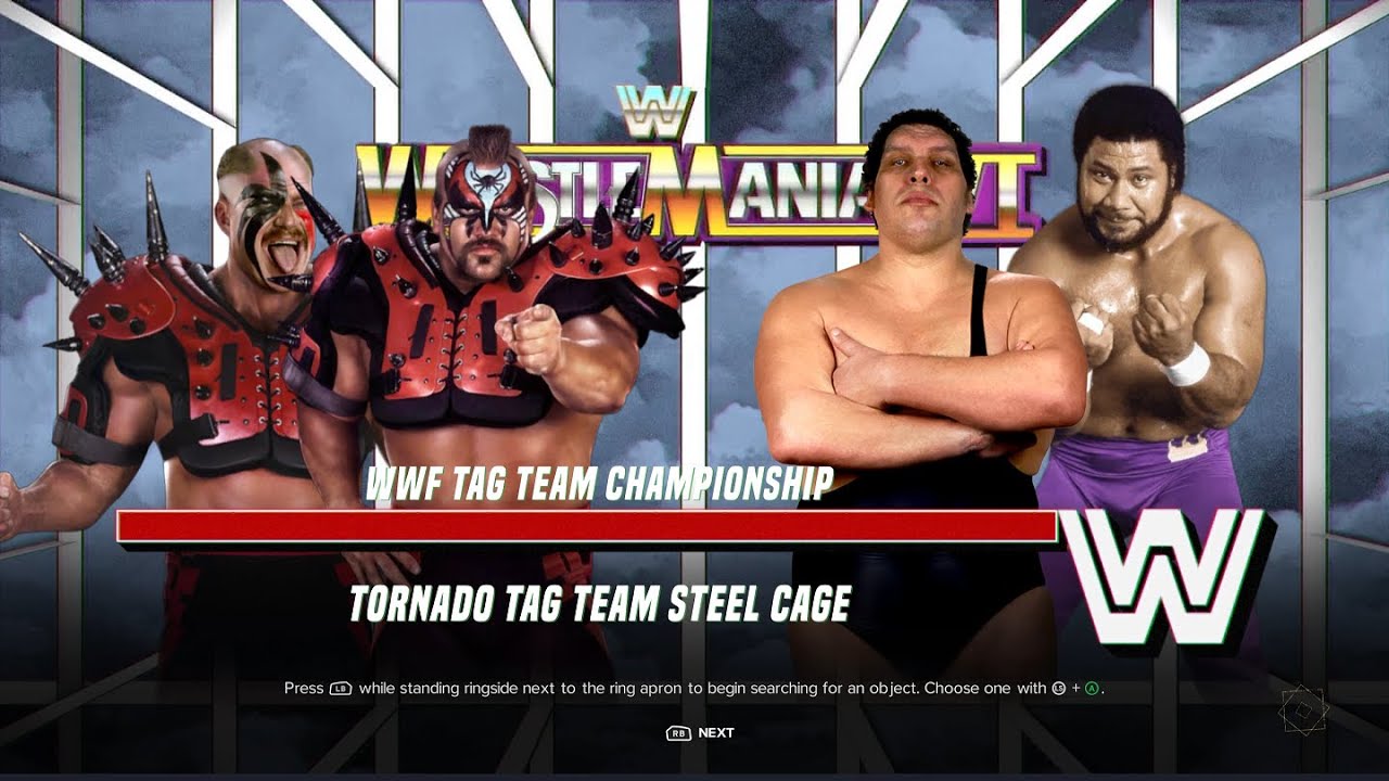 WWE 2K24: Road Warrior vs. Colossal Connection | Steel Cage Tag Team ...